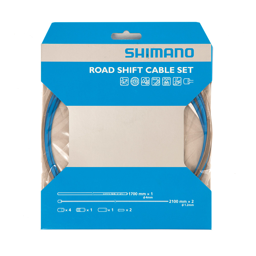 Shimano Road Gear Cable Set with PTFE Coated Inner Wire - Blue | Sigma ...
