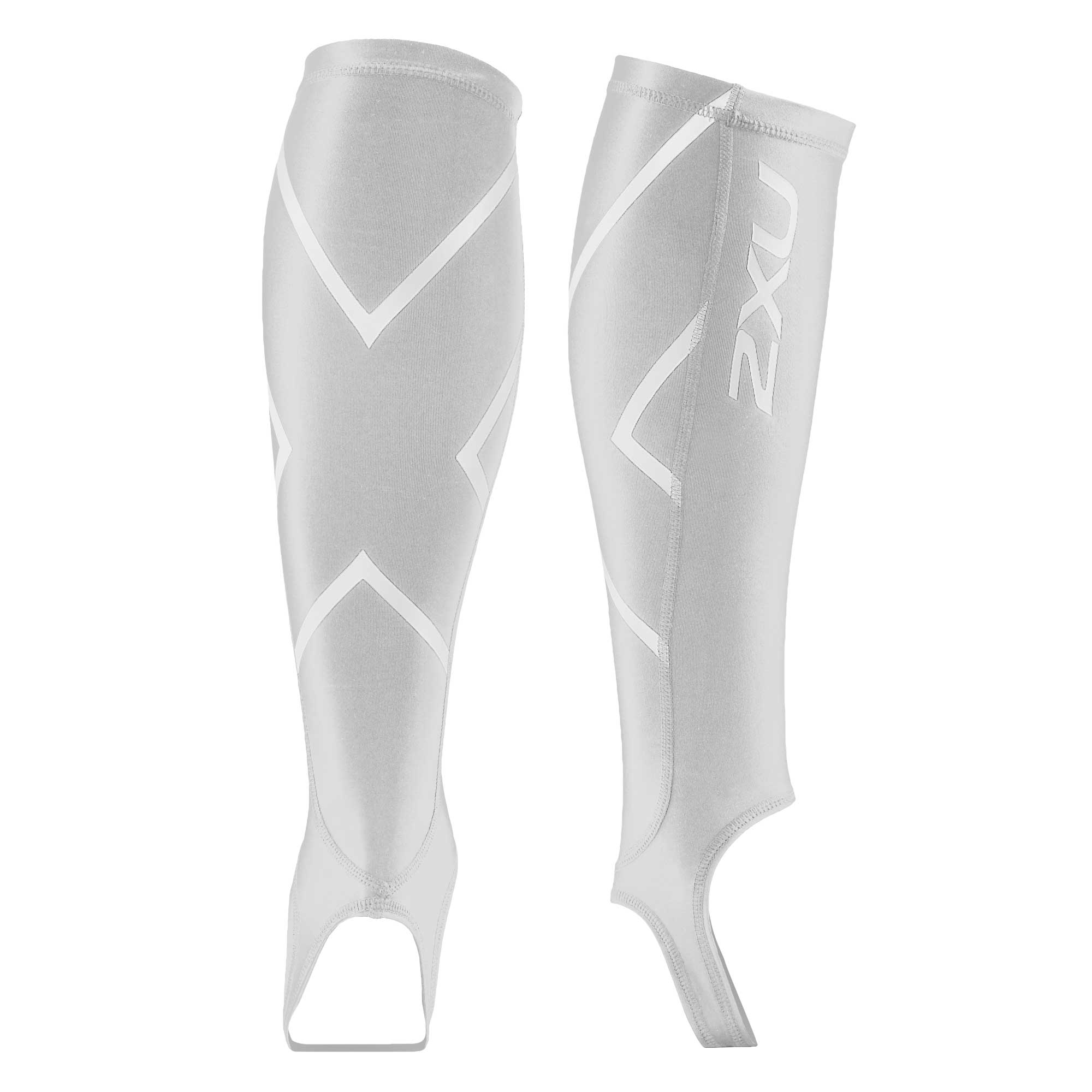 2XU Compression Calf Guards with Stirrups - White | Sigma Sports