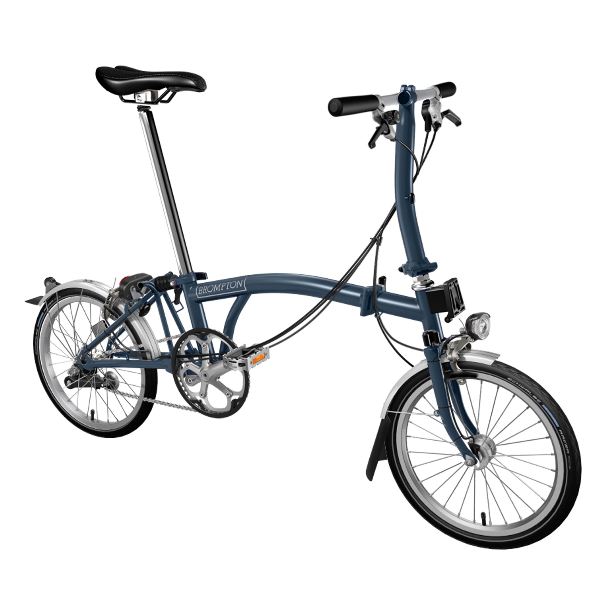 Brompton Custom Steel S3L Folding Bike with Mudguards and Dynamo Front ...