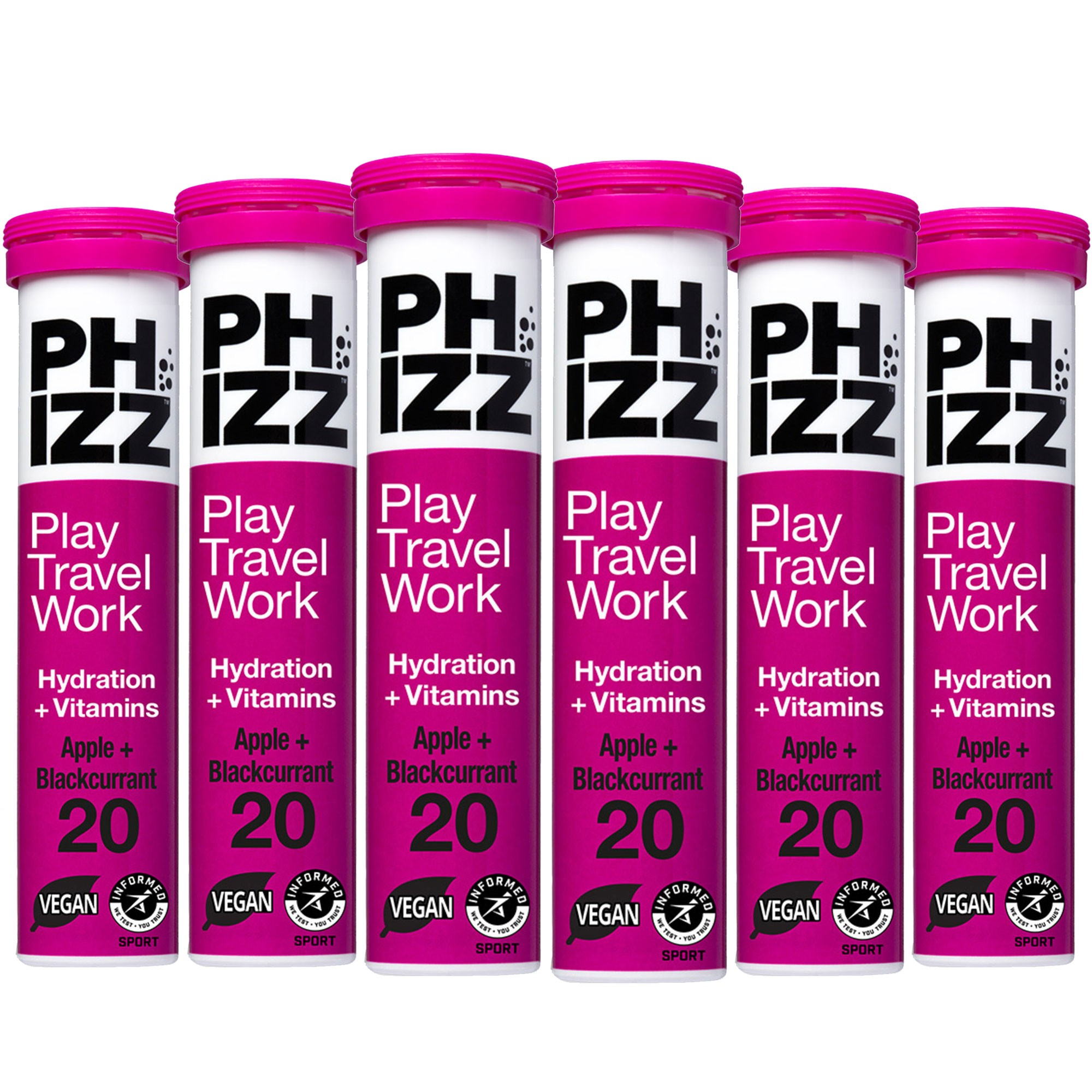 Phizz Electrolyte and Multivitamin Hydration Tablets (20 Tabs) 6 Pack ...