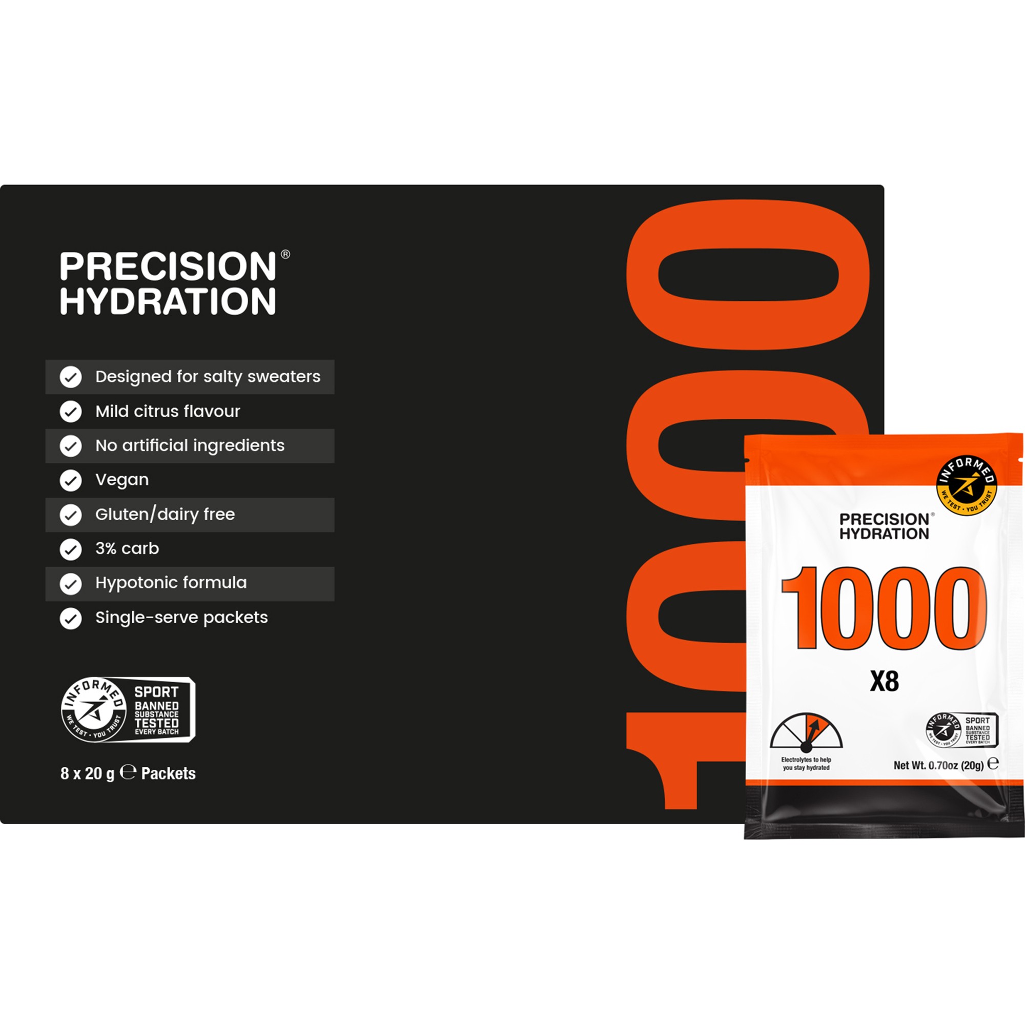 Precision Fuel & Hydration PH 1000 Hydration Powder - Box (8 Sachets ...